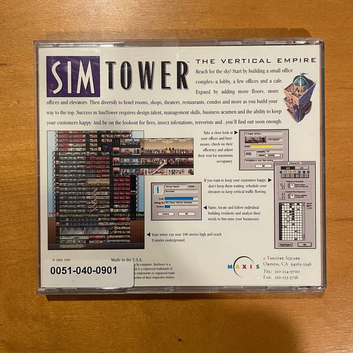 Blank Sim Tower: The Vertical Empire PC CD Rom video game vintage | Grailed