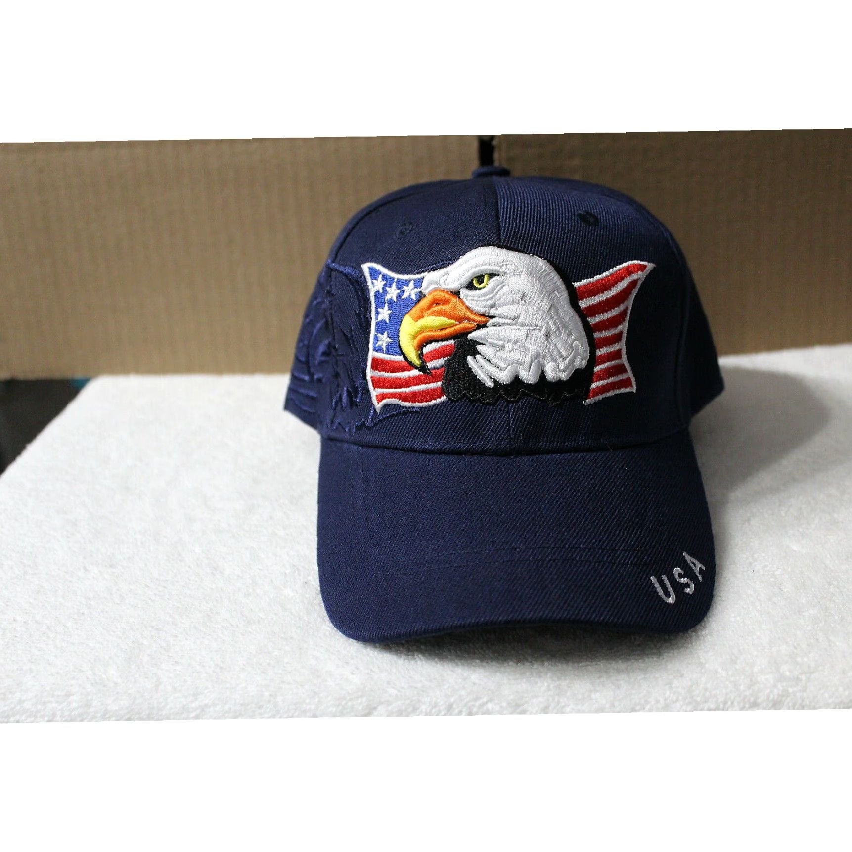 Vintage Dark Blue Shadow Baseball Cap Featuring USA American Flag and ...