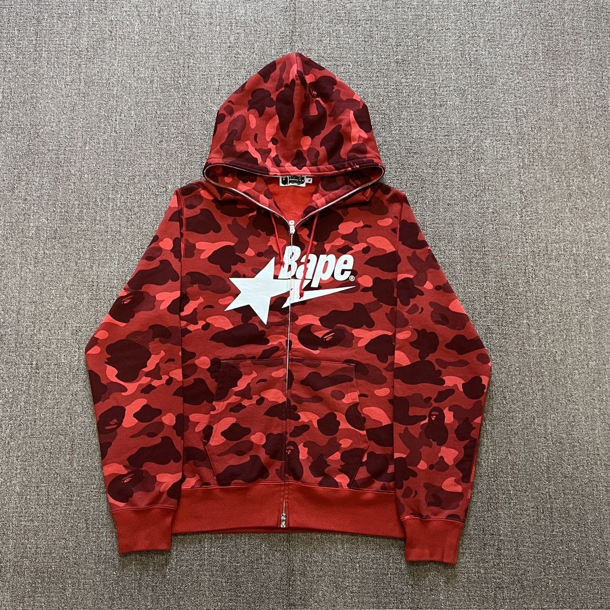Bape Bape Red Color Camo Sta logo Hoodie | Grailed