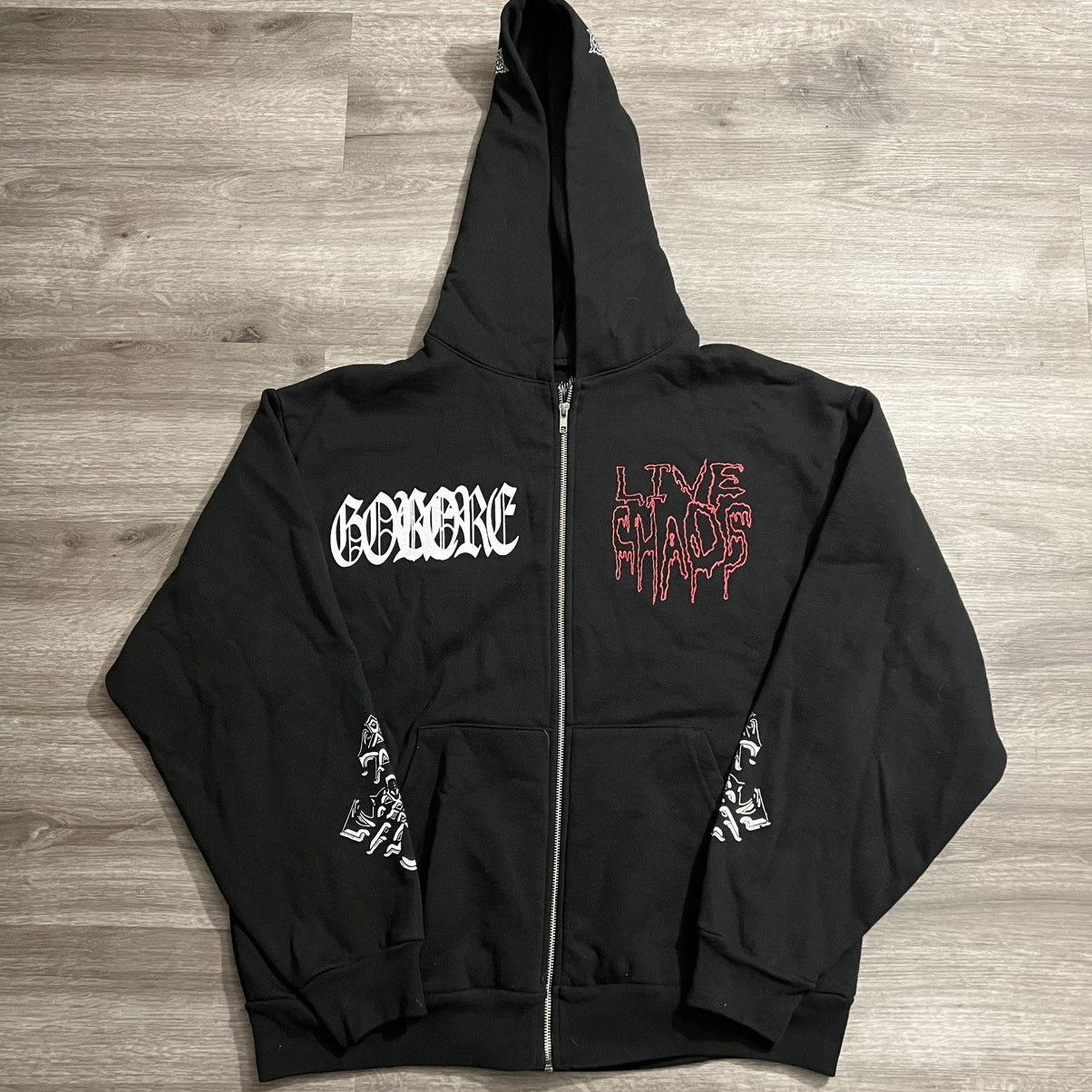 Ken Carson Ken Carson A Great Chaos Tour Gorecore Zip Up Hoodie | Grailed