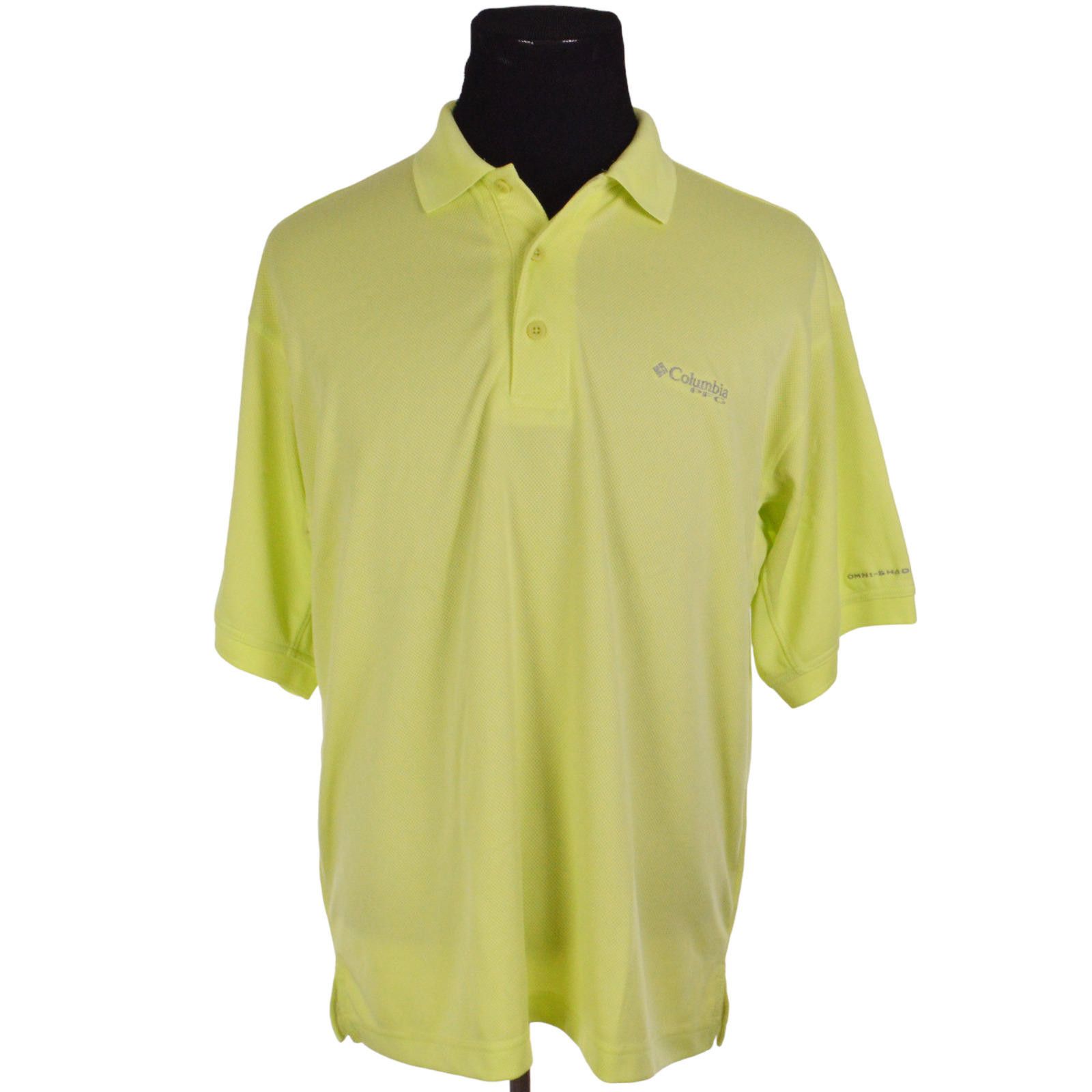 Columbia Columbia PFG Mens Polo Shirt M Neon Green Vented Omnishade ...