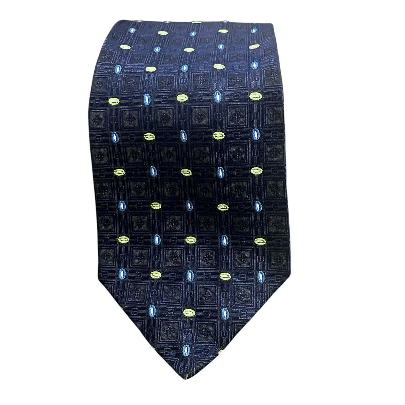 Hickey Freeman Hickey Freeman Collection Navy with green Men Tie 100% ...