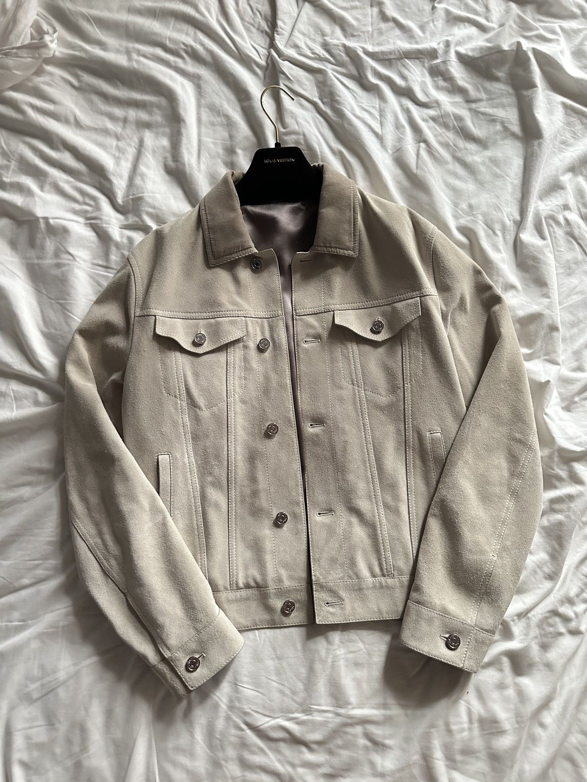 Haider Ackermann FW18 Light Grey Heavy Suede Trucker with Corduroy ...