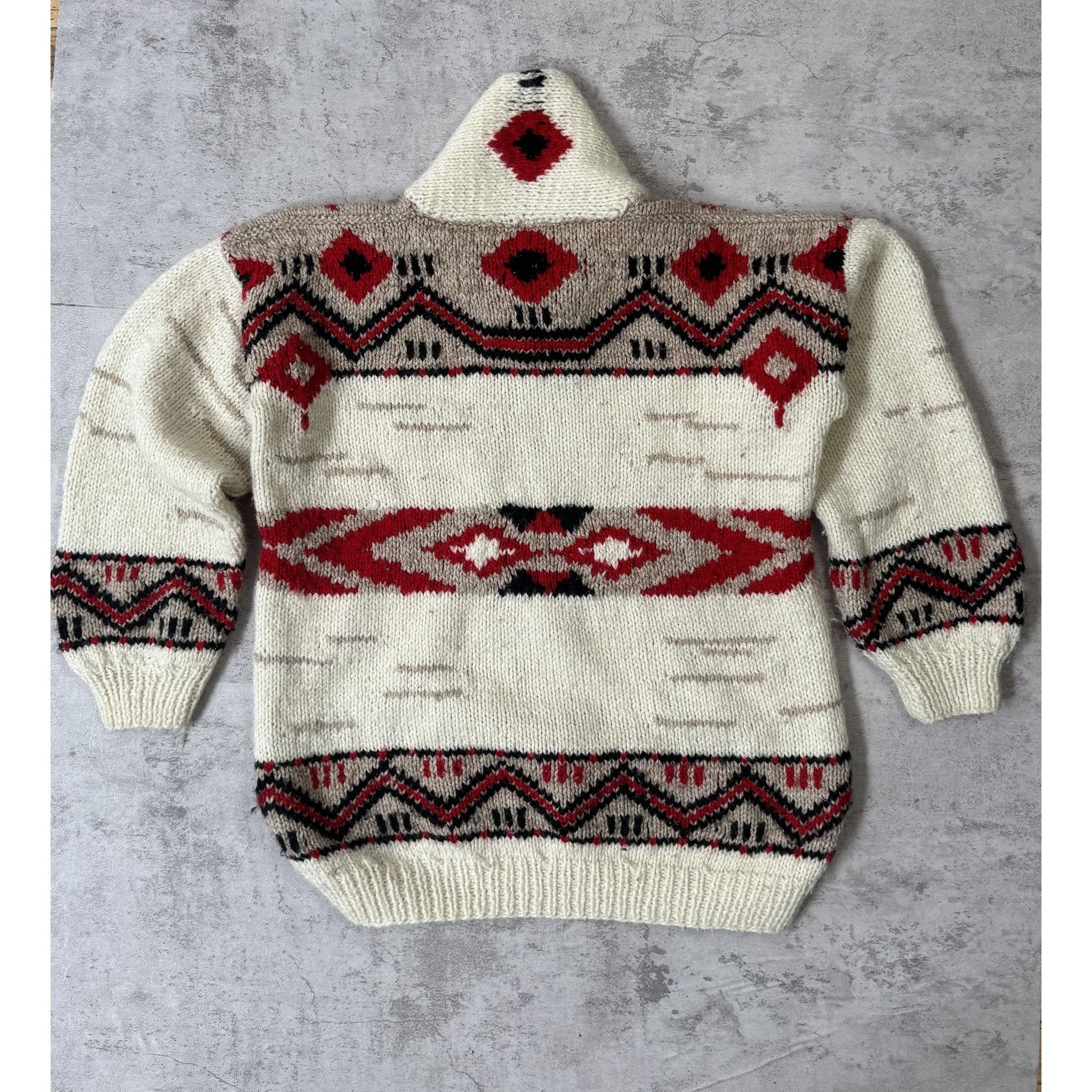 Other Vintage Wool Aztec Cream Hand Knit Sweater | Grailed