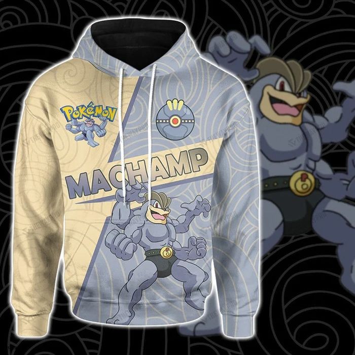 Pokemon PKM Machamp Custom Hoodie 3D | Grailed