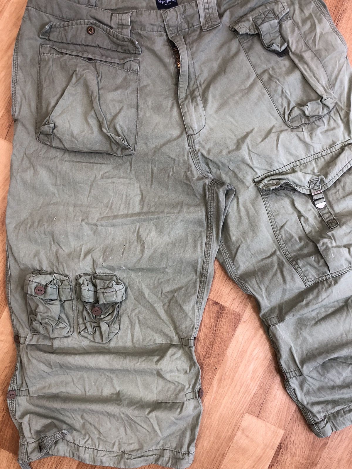 Vintage Cargo jorts shorts with multipocket and lines bondage flared ...