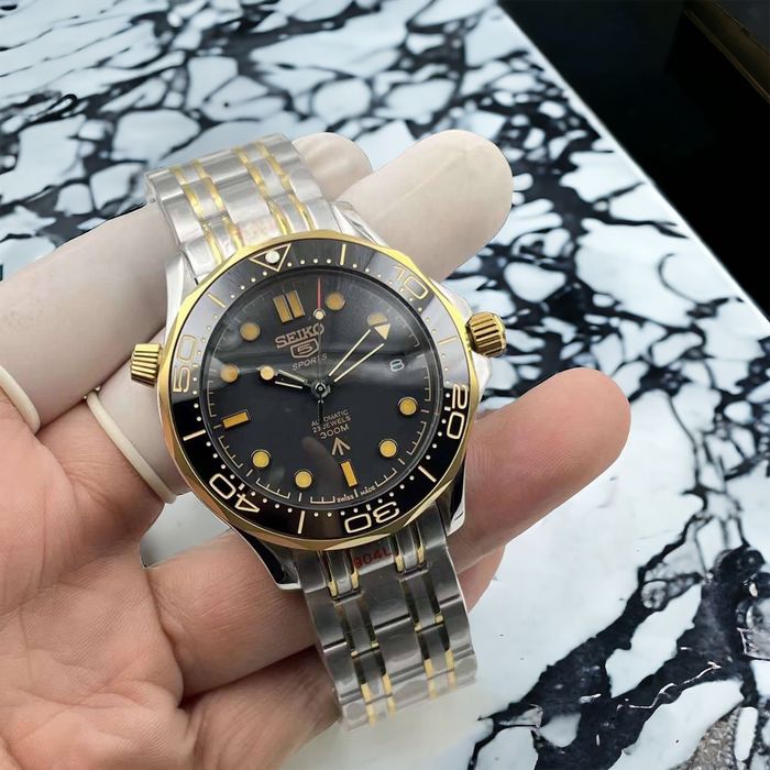Seiko Seiko Mod Seamaster Gold Steel Black Dial 41mm Luxury Watch | Grailed
