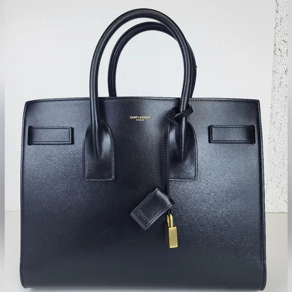 Saint Laurent Paris SAINT LAURENT Calfskin Sac De Jour Bag Black | Grailed