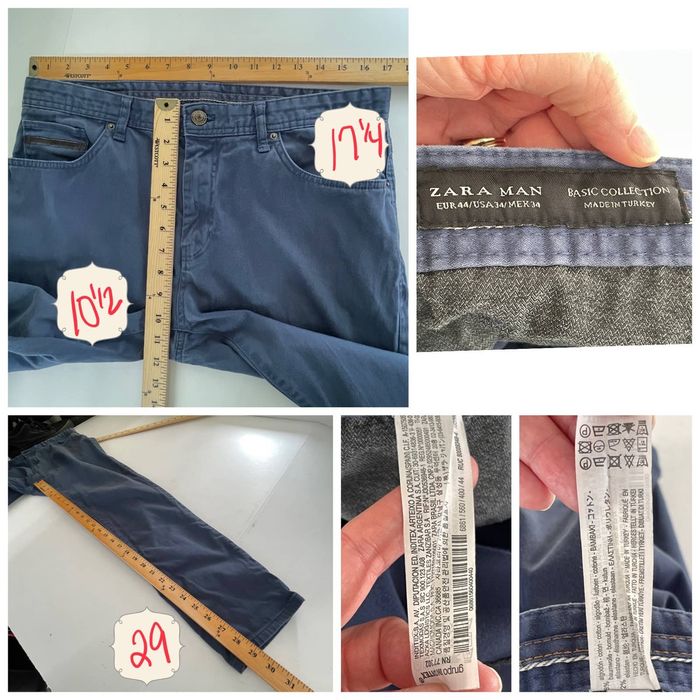 Zara Zara Man Basic Collection Pants Men Sz 34 Navy Chino Tapered | Grailed