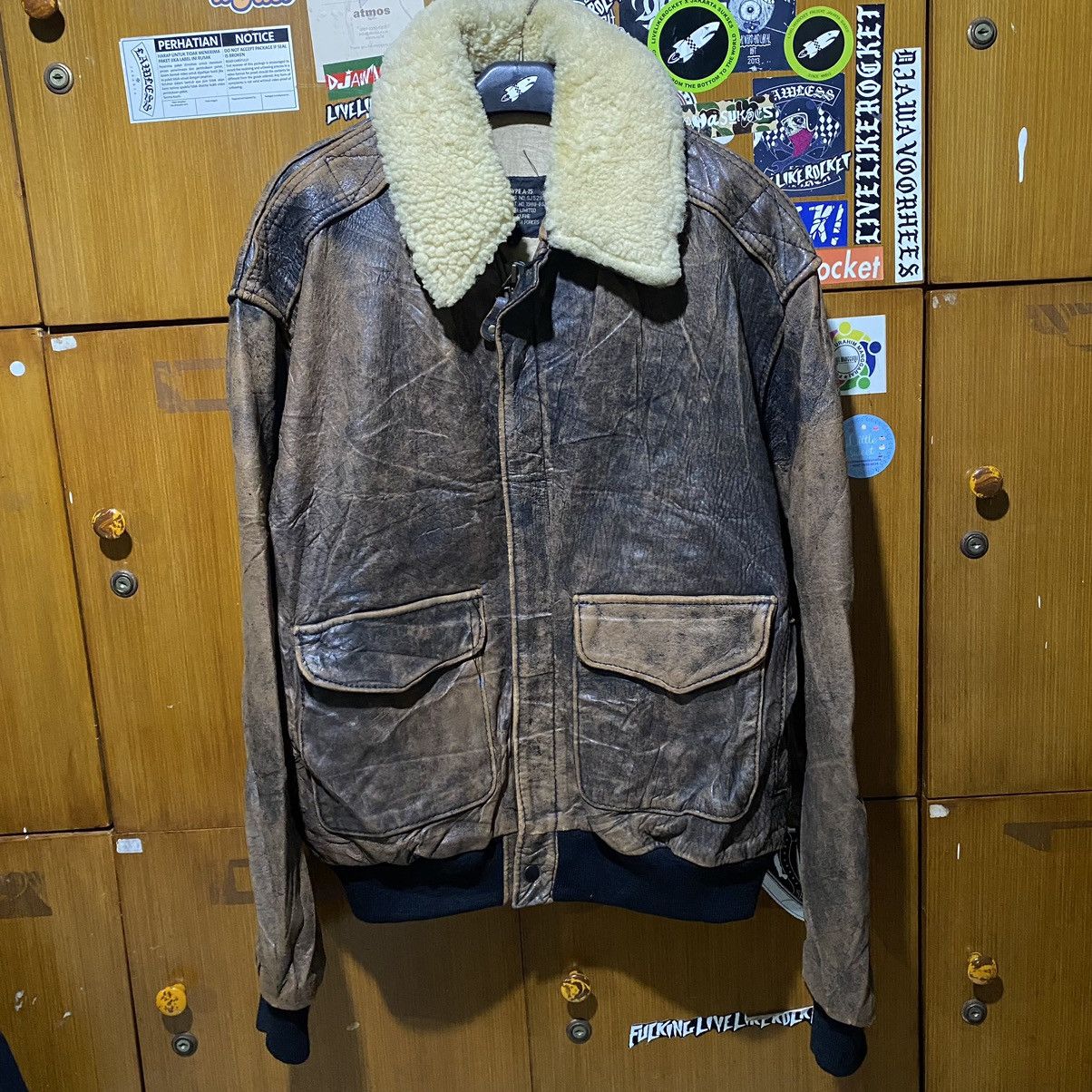 Leather × Leather Jacket × Vintage Atelier LTD flying bomber leather ...