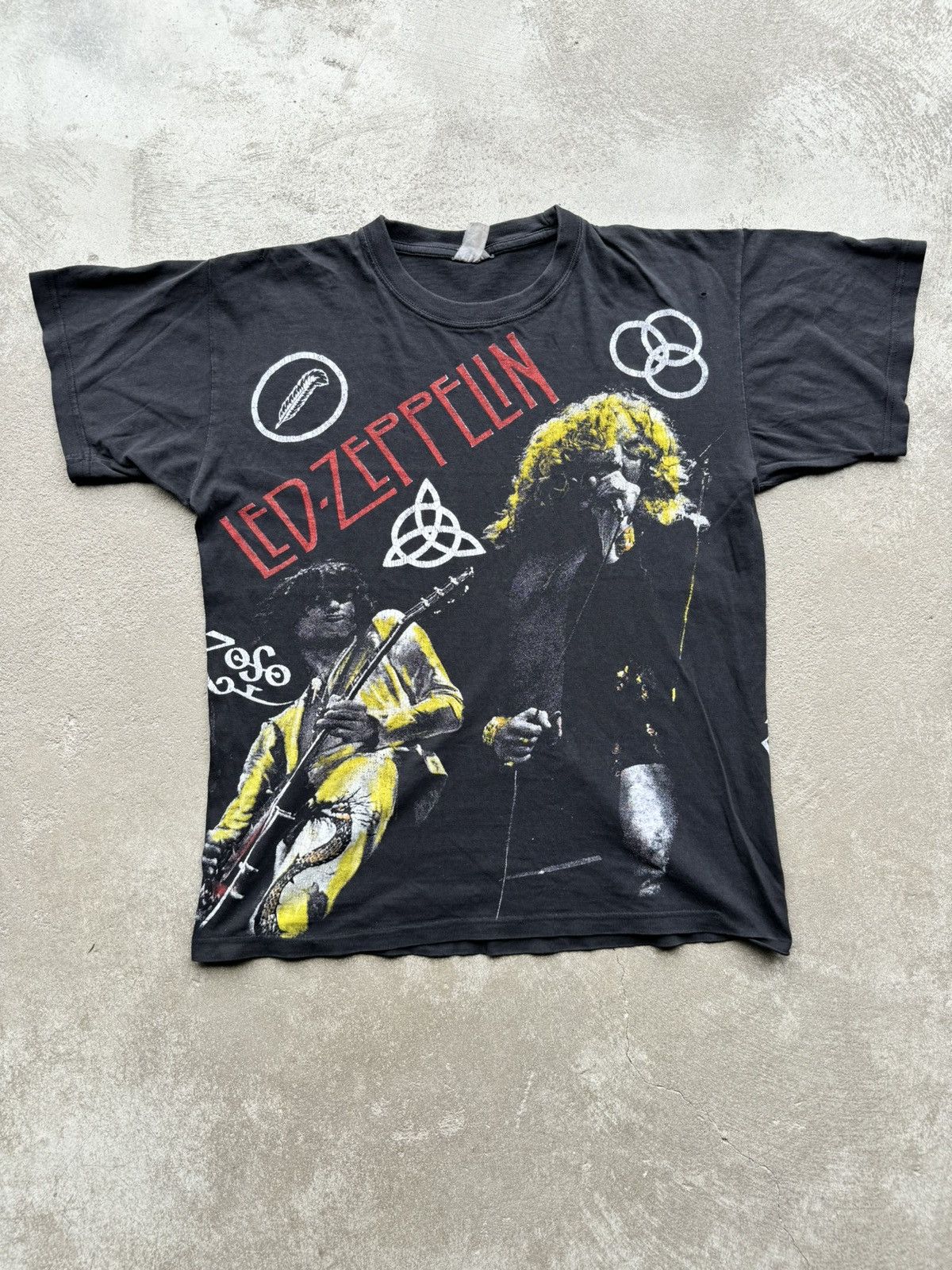 Band Tees × Led Zeppelin × Vintage Vintage 90s Led Zeppelin AOP Band ...