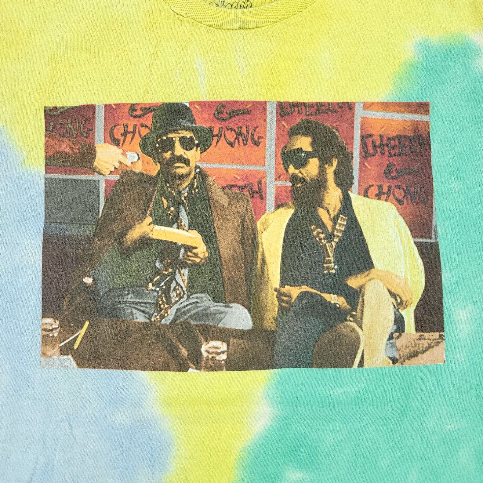 Vintage Cheech And Chong Shirt Men Medium Yellow Tie Dye Graphic Tee ...