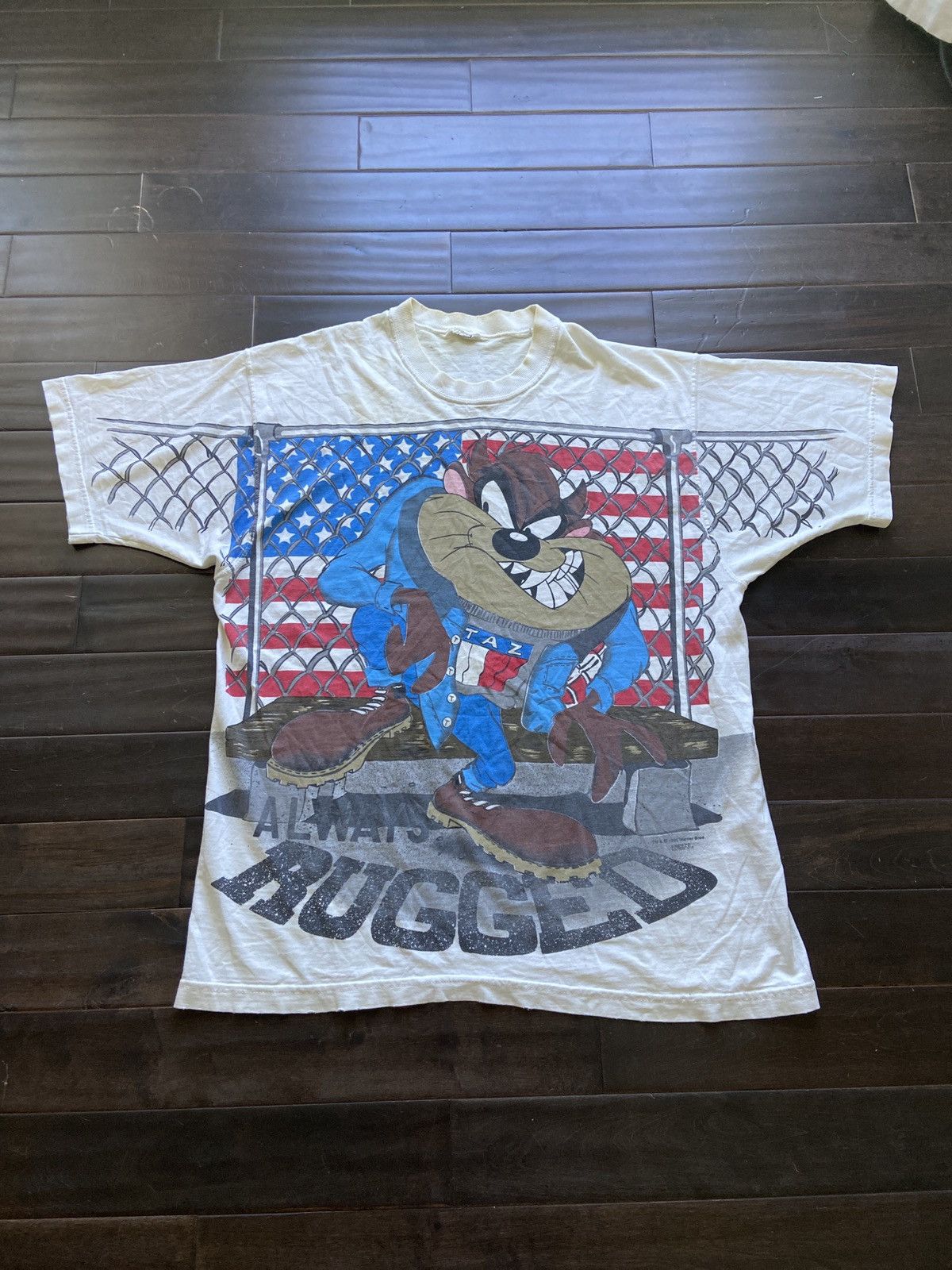 Warner Bros Vintage Taz Always Rugged Flag TH Freeze 1995 Looney Tunes ...