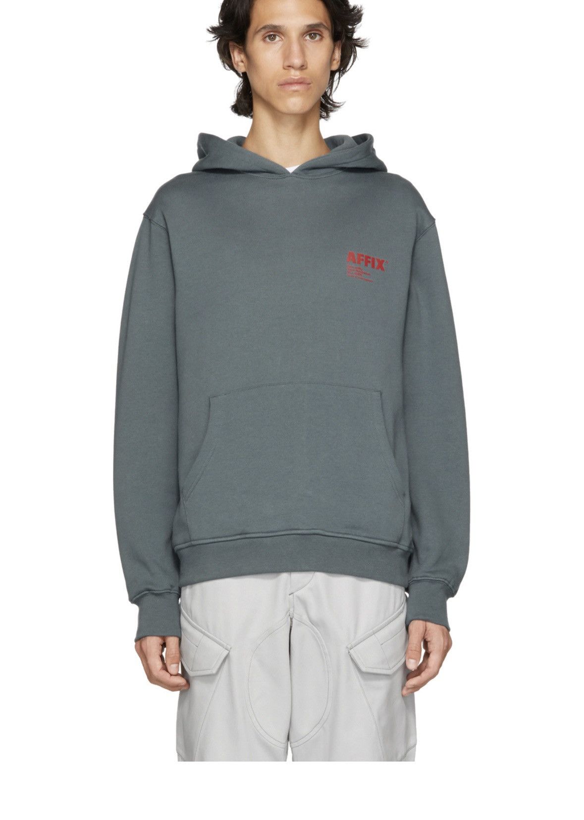 Affix Works × Kiko Kostadinov Affxwrks Affix Grey Logo Print Hoodie XS | Grailed