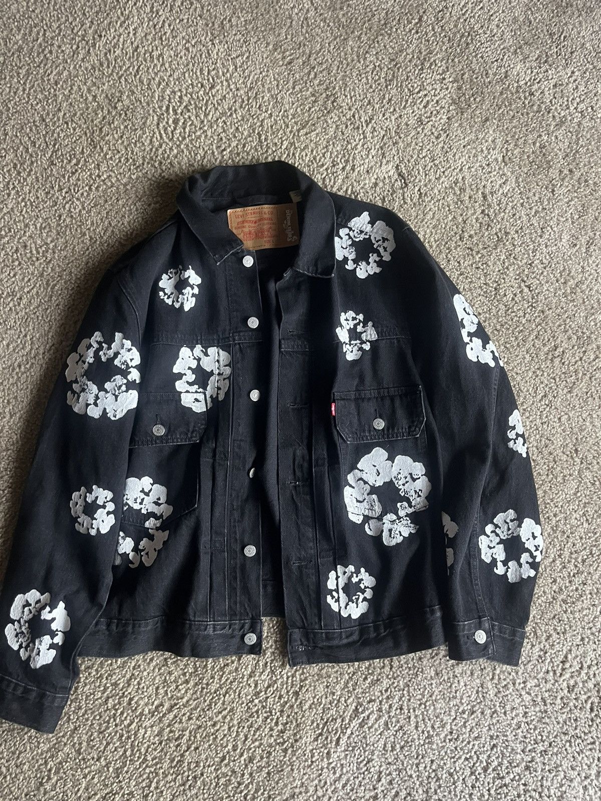 DENIM TEARS DENIM TEARS DENIM JACKET BLACK COTTON WREATH | Grailed