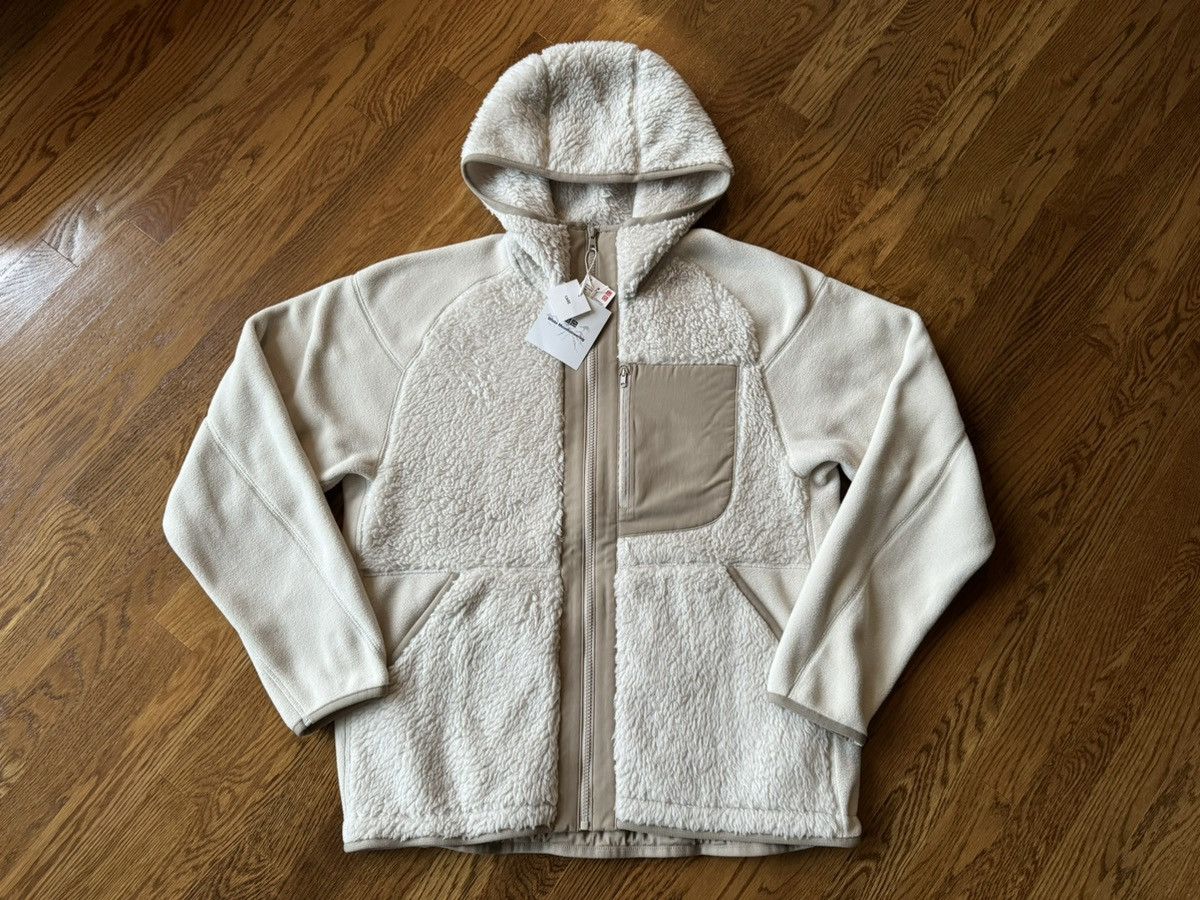 Uniqlo × White Mountaineering Medium White Fleece Long-Sleeve Hoodie ...