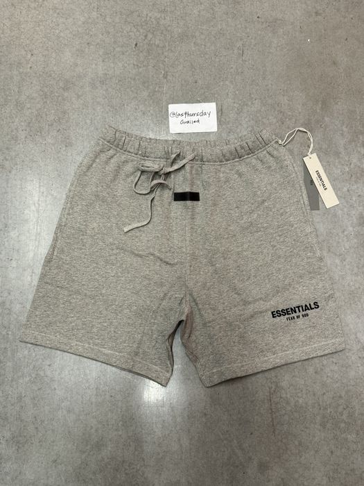 Essentials ESSENTIALS Dark Oatmeal Felt Logo Shorts Large | Grailed