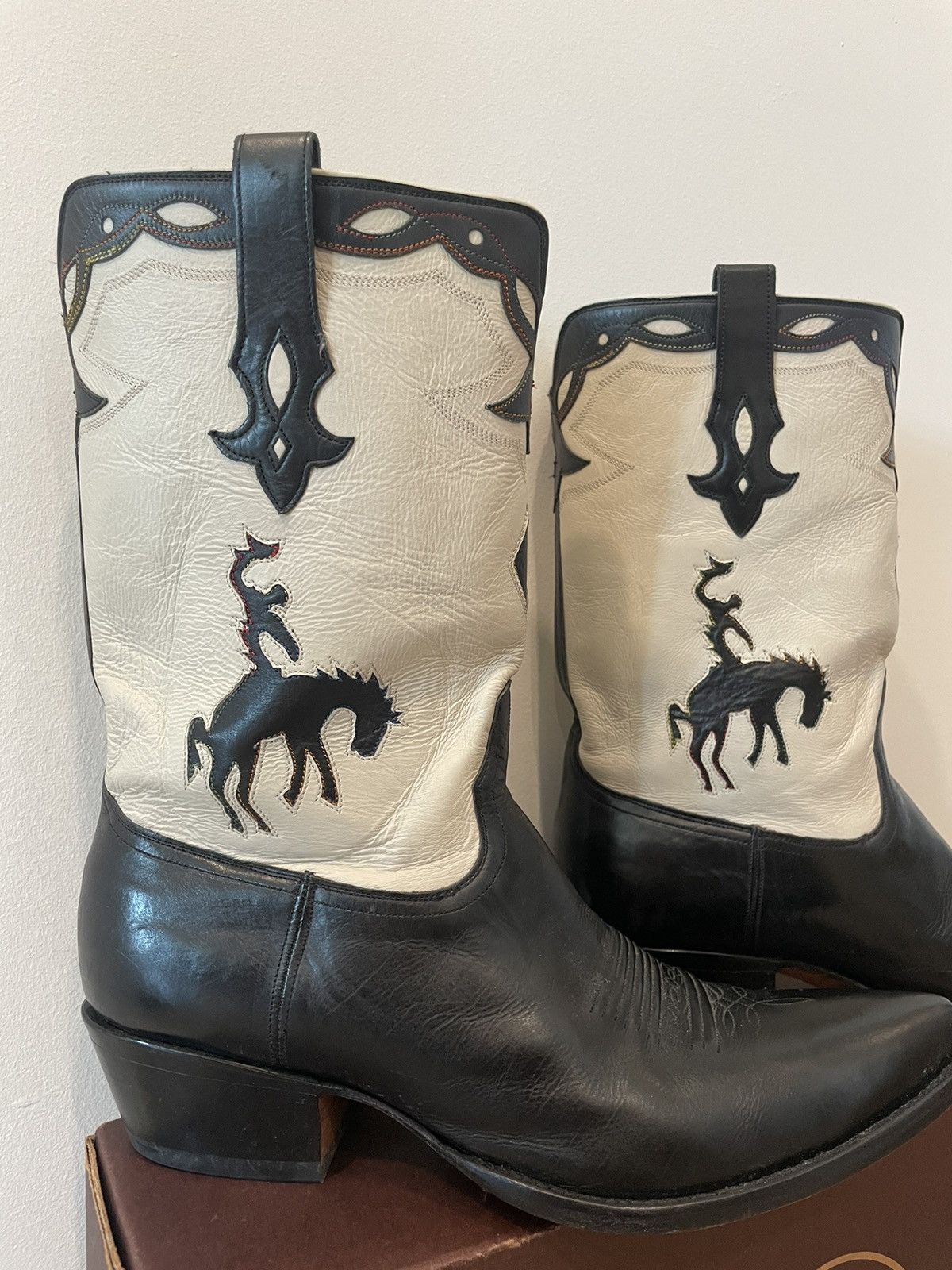 Designer Stallion Boot Company Big Bronc Cowboy Boots, White, Black ...