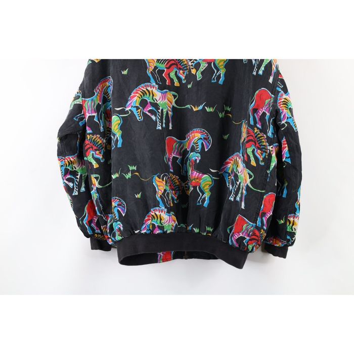 Vintage Vintage 90s Streetwear Rainbow Zebra Silk Bomber Jacket | Grailed
