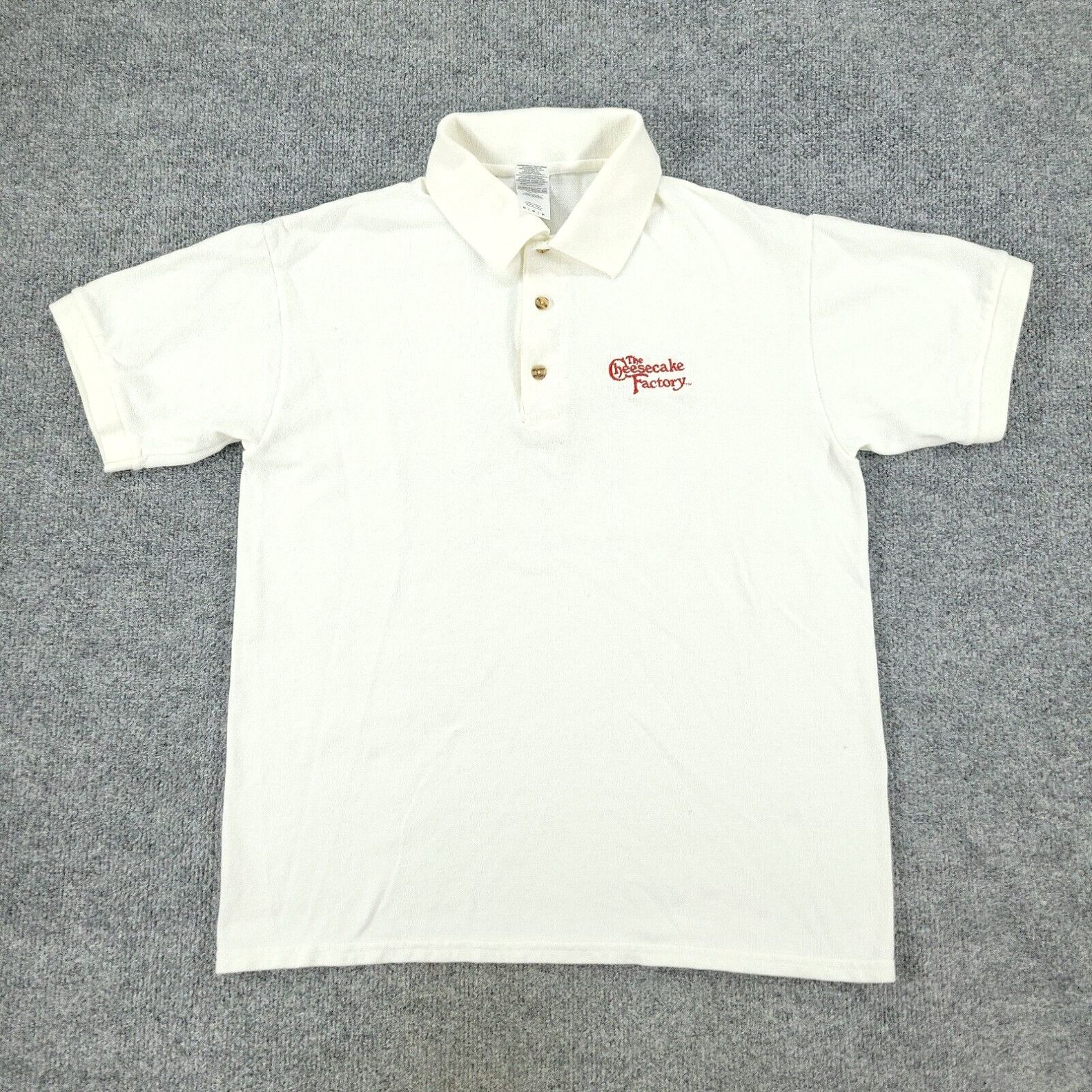 Gildan The Cheesecake Factory Polo Shirt Men Medium White Uniform ...