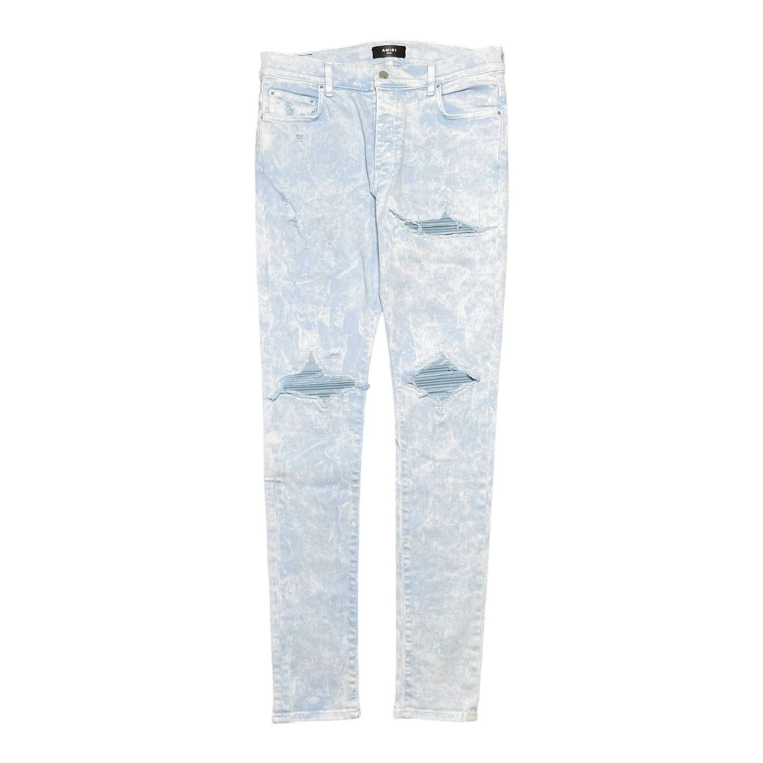 Amiri Amiri MX1 Mineral Wash Patch Jeans Baby Blue | Grailed