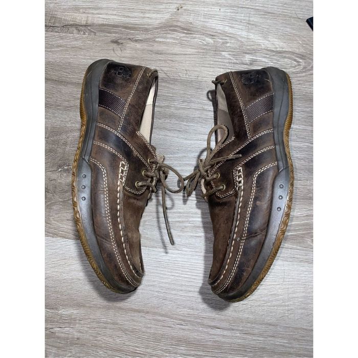Timberland Timberland 2-Eyelet Brown Leather Lug Sole Boat shoe , Mens ...