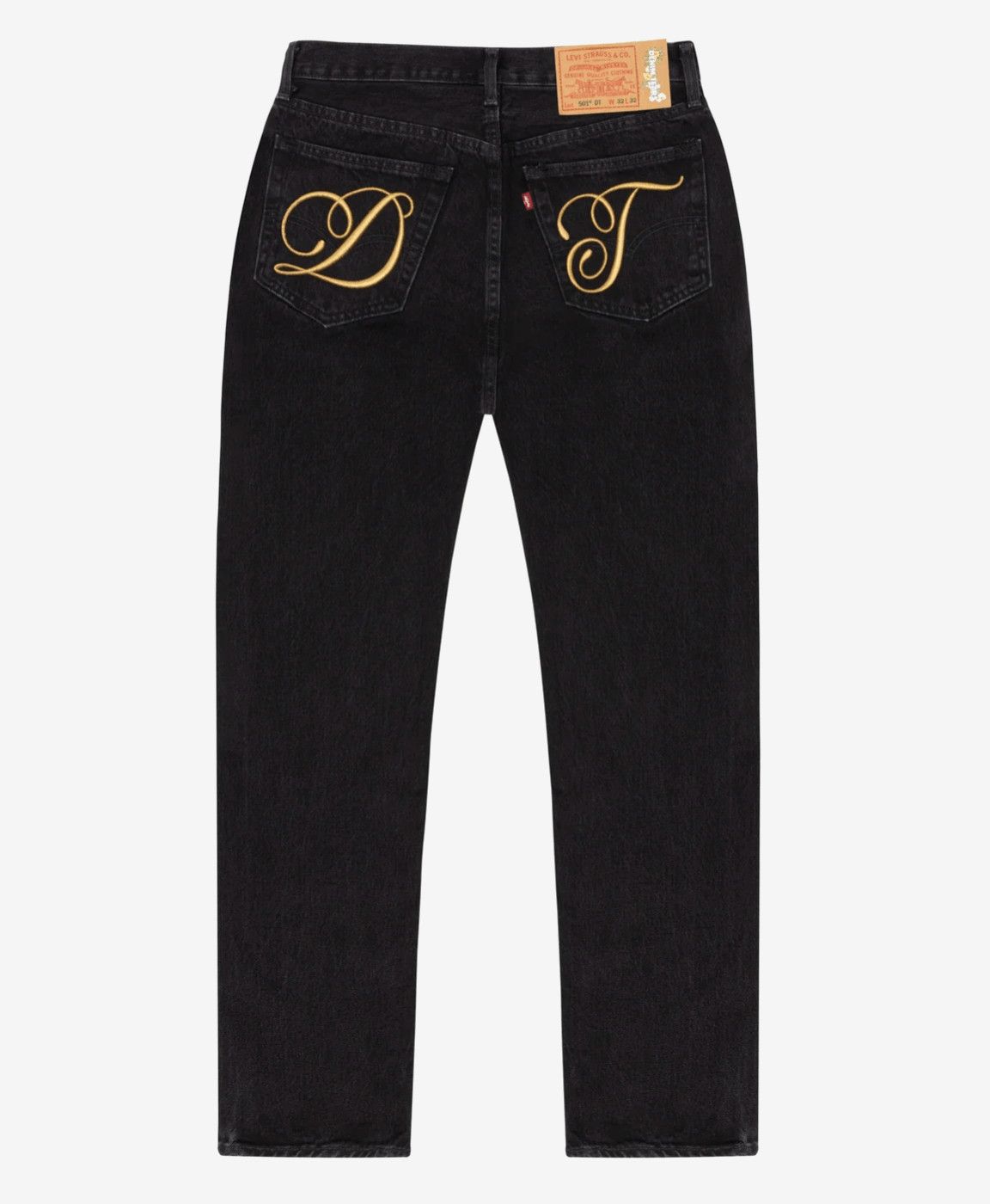 DENIM TEARS DT Metallic Gold Script 501 Jeans Black | Grailed