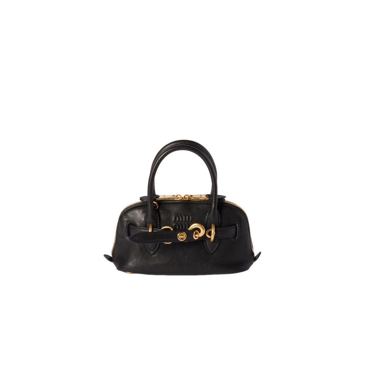 Miu Miu MIU MIU Aventure Mini $3100 Black Nappa Leather Top Handle B ...