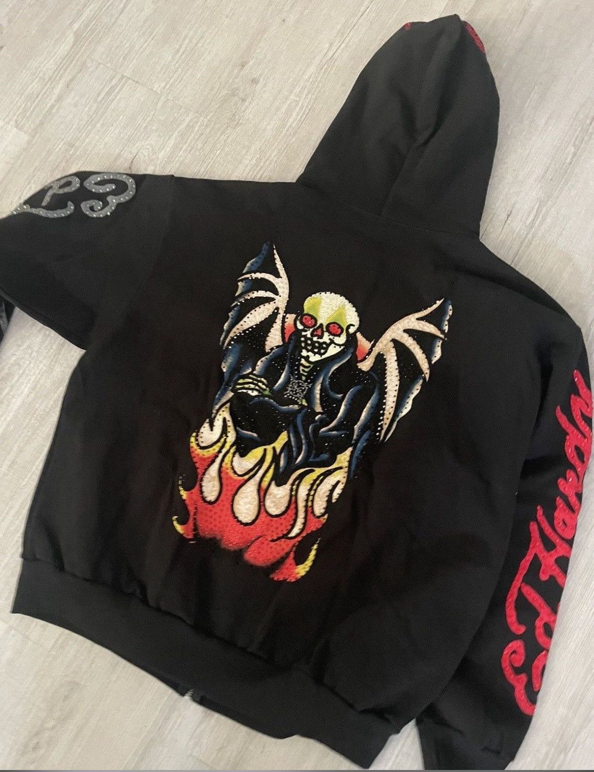 Ed Hardy × Ken Carson In hand Ed Hardy Ken Carson Zip Up Hoodie Black ...