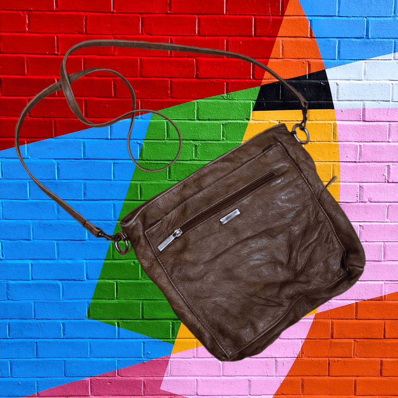 Designer Rare Design Brand Leather Messenger Sling Bag 2000s | Grailed