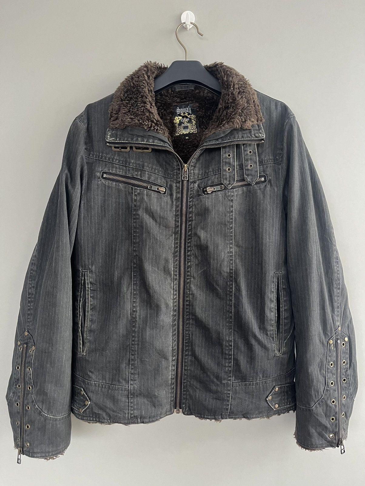 14th Addiction × KMRii × Yasuyuki Ishii JAPANESE SPINACH FUR DETROIT JACKET SHERPA GOTHIC PUNK ...