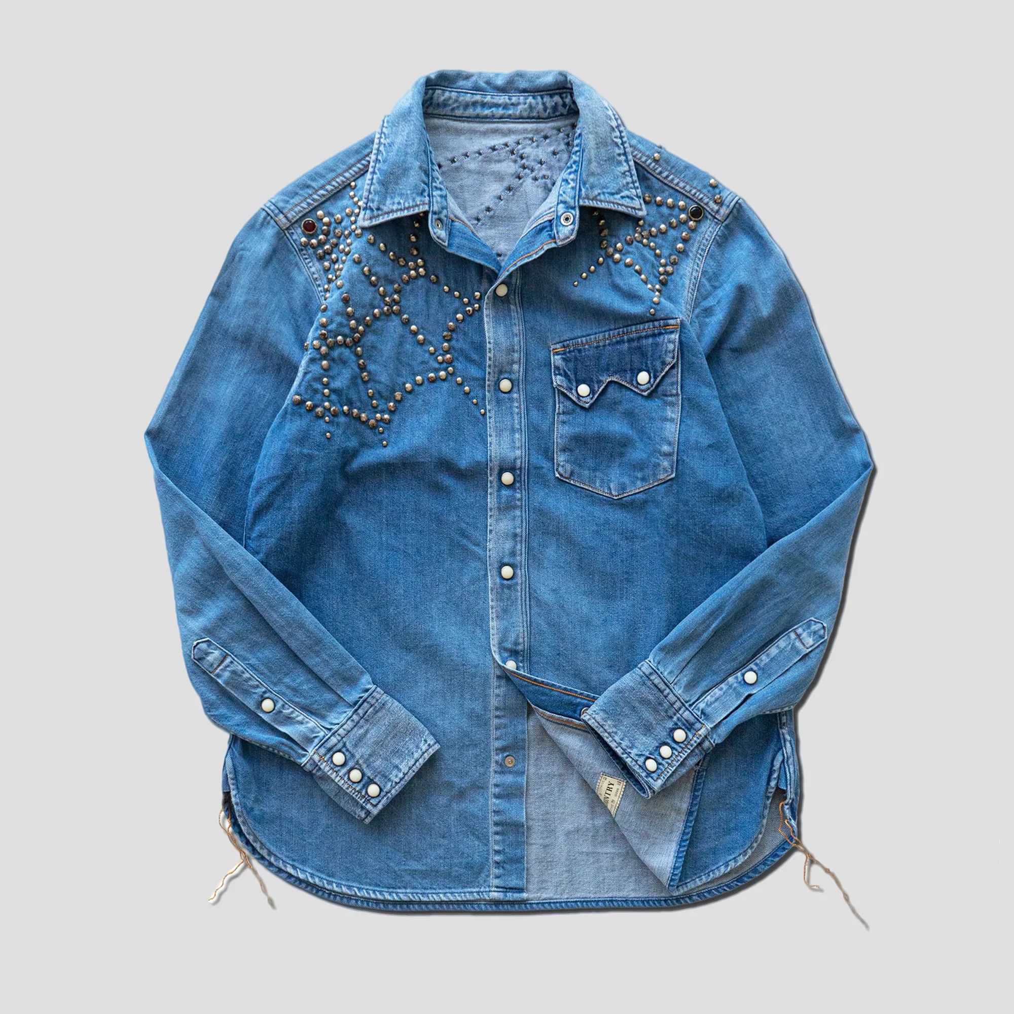Kapital Kountry 8OZ DENIM STUDS WESTERN SHIRT (SPIDER) - INDIGO - size ...