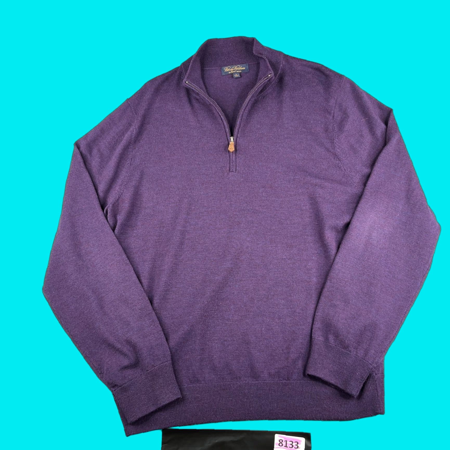 Brooks Brothers BROOKS BROTHERS Saxon Wool Sweater Large Purple 1/4 Zip ...