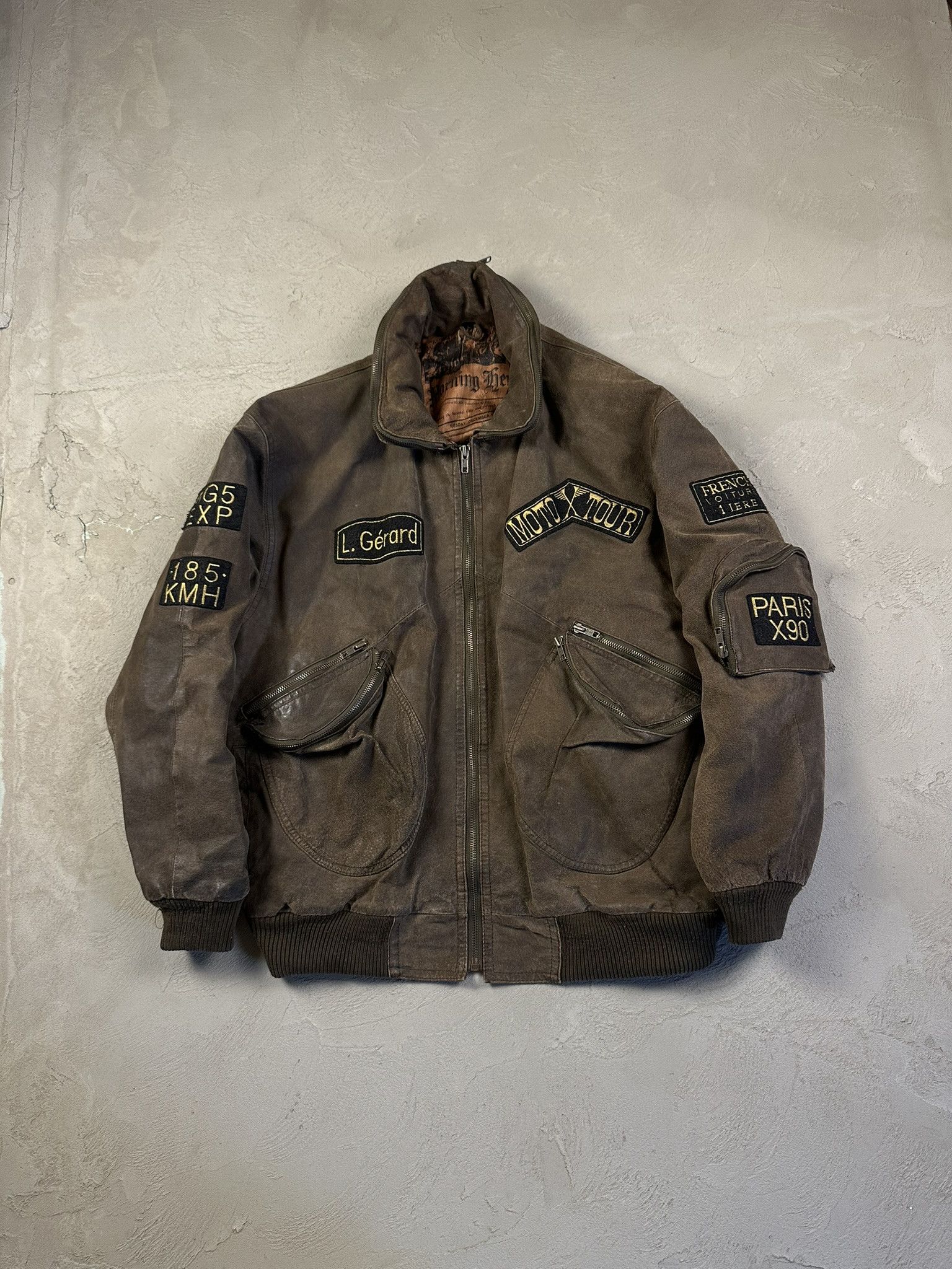 Vintage 90s Korean Suede Badge Patch Leather Vintage Bomber Jacket ...