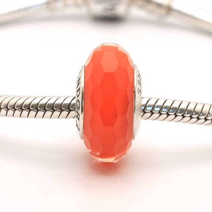 pandora Authentic PANDORA Orange Fascinating Faceted Murano Charm | Grailed