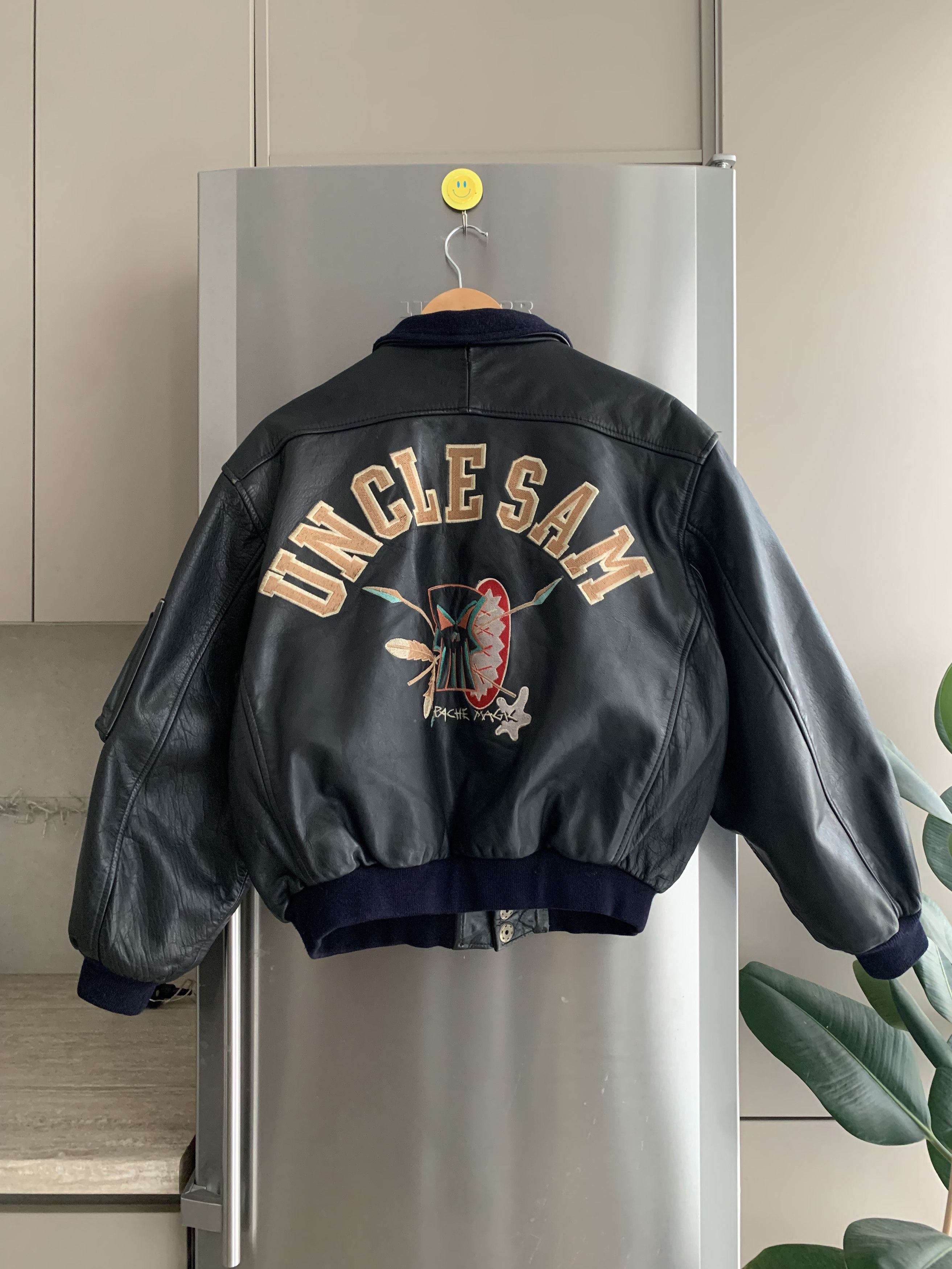 Leather Jacket × Made In Usa × Vintage Vintage Uncle Sam leather bomber ...