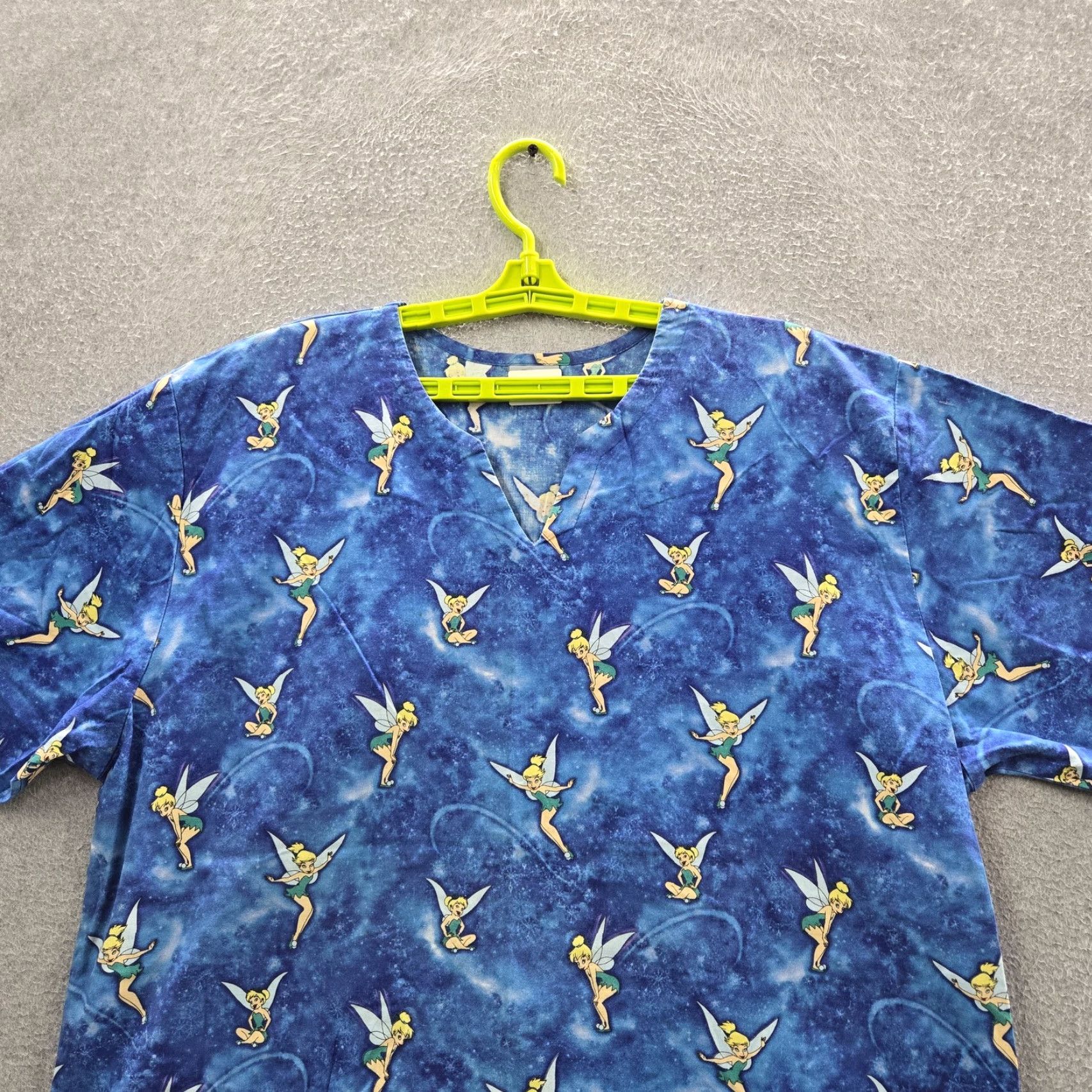 Disney Barco Uniforms Disney Women Scrub Top L Blue Graphic Tinker Bell ...