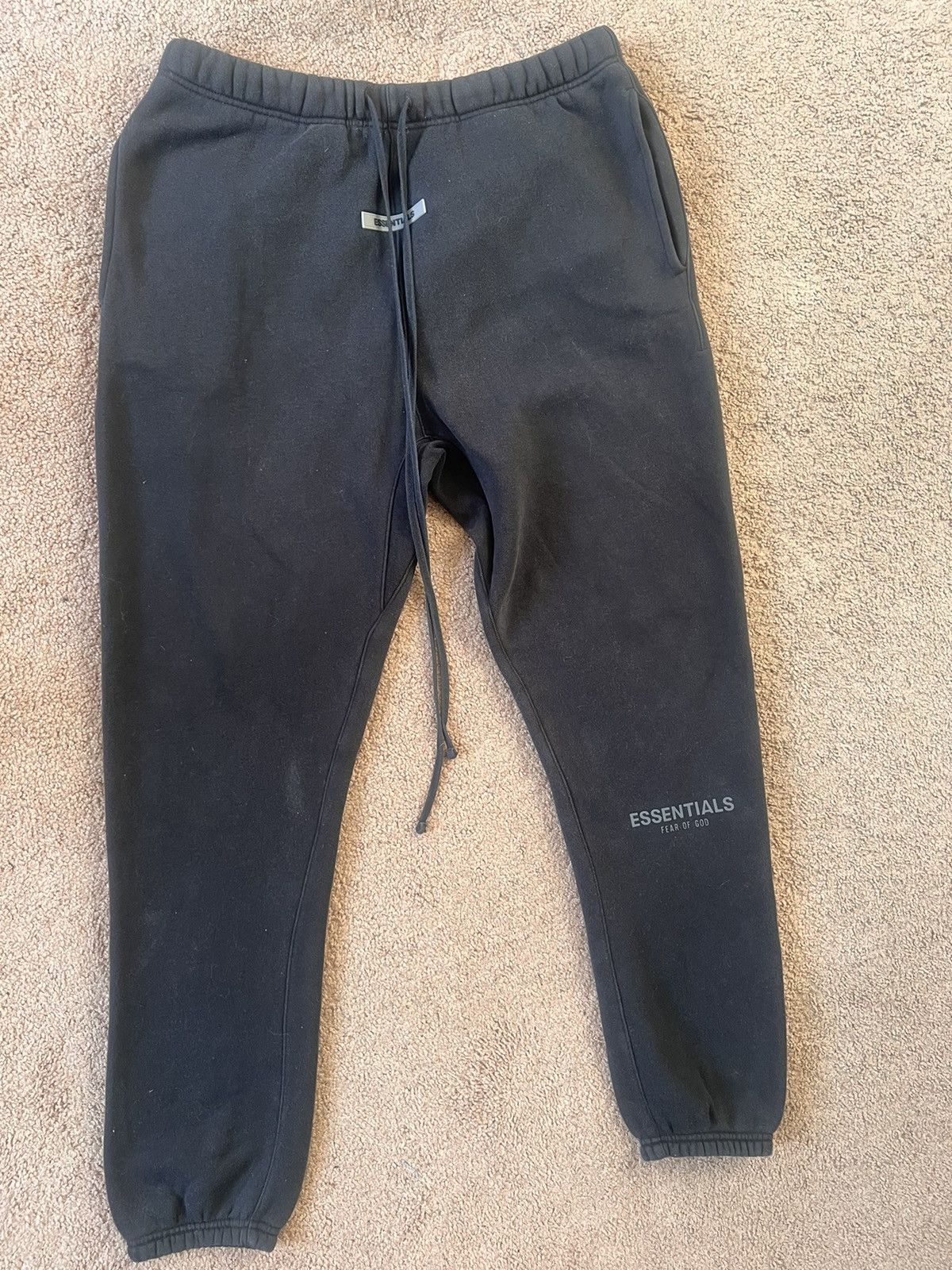 Essentials × Fear of God FEAR OF GOD ESSENTIALS BLACK SWEATPANTS | Grailed