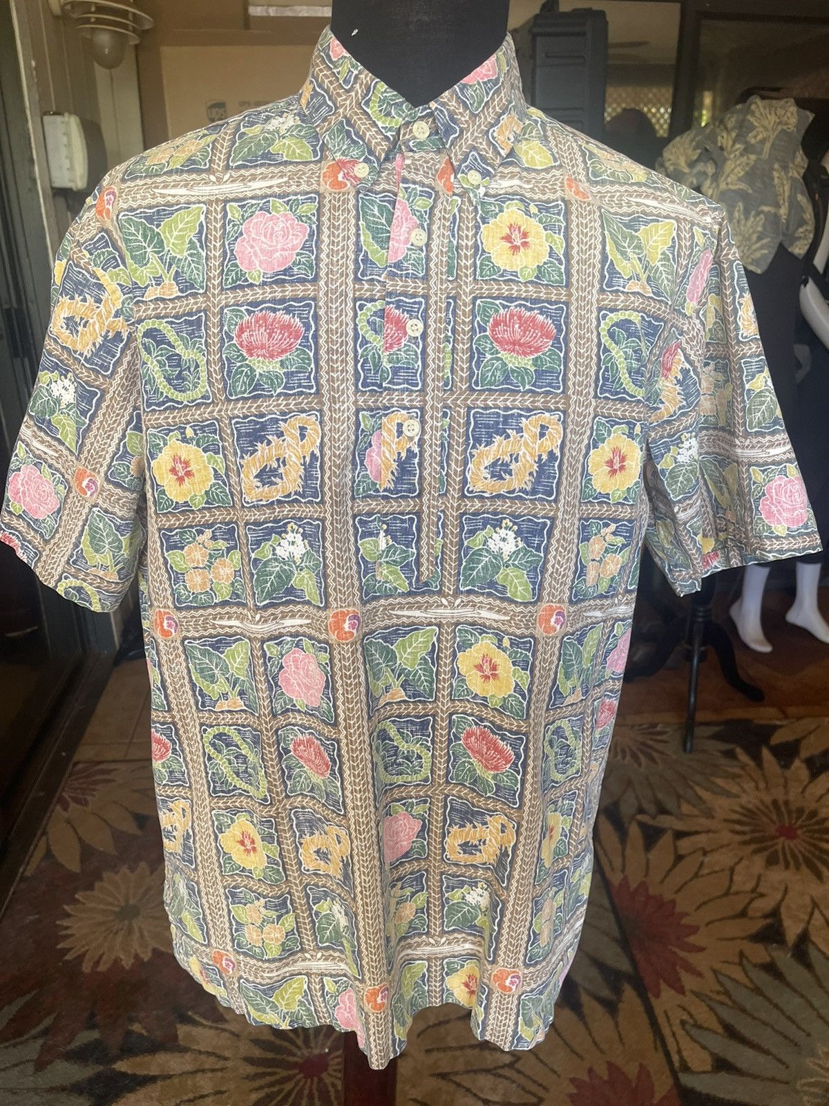Reyn Spooner Reyn Spooner Multicolored 3/4 Button Hawaiian Men's Large ...