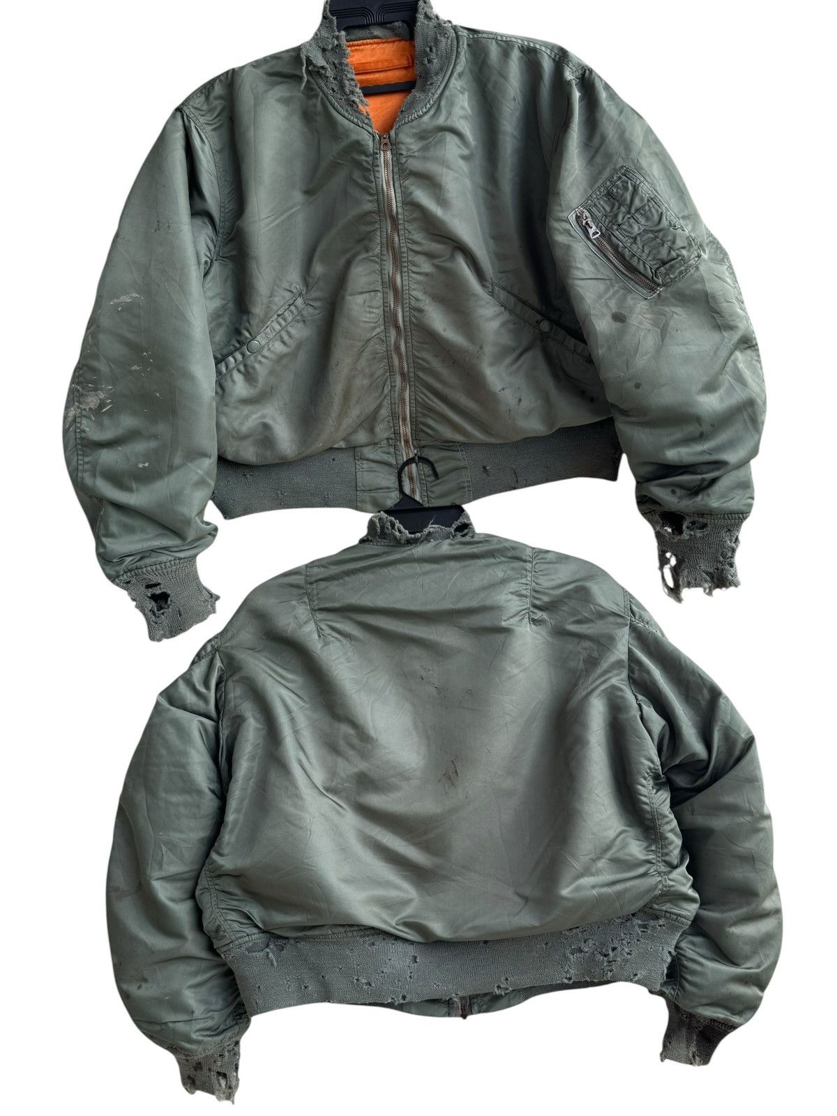 Alpha Industries × Bomber Jacket × Usaf 🔥Rare Thrashed Bomber Jacket 60s Alpha Flaying Man MA1 ...