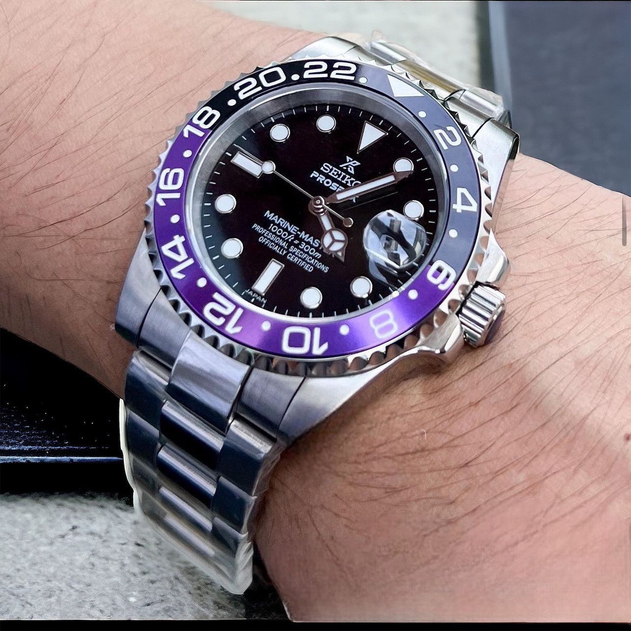 Japanese Brand × Seiko Seiko Mod Prospex GMT 2 Purple Steel Automatic ...