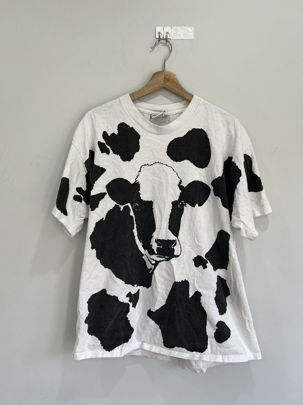 Vintage Vintage 90s Cow All Over Print Cow Tee Shirt farm milk | Grailed