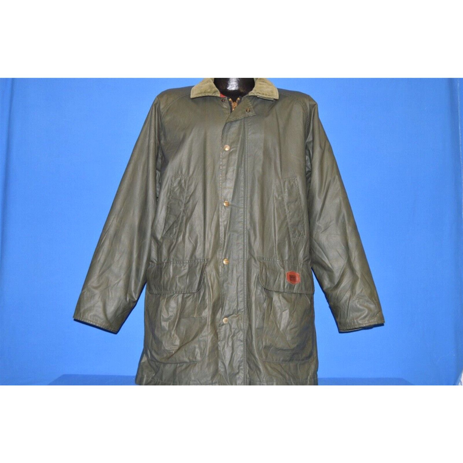 Vintage vintage 80s WOOLRICH RAIN SLICKER WAXED COTTON COAT FIELD ...