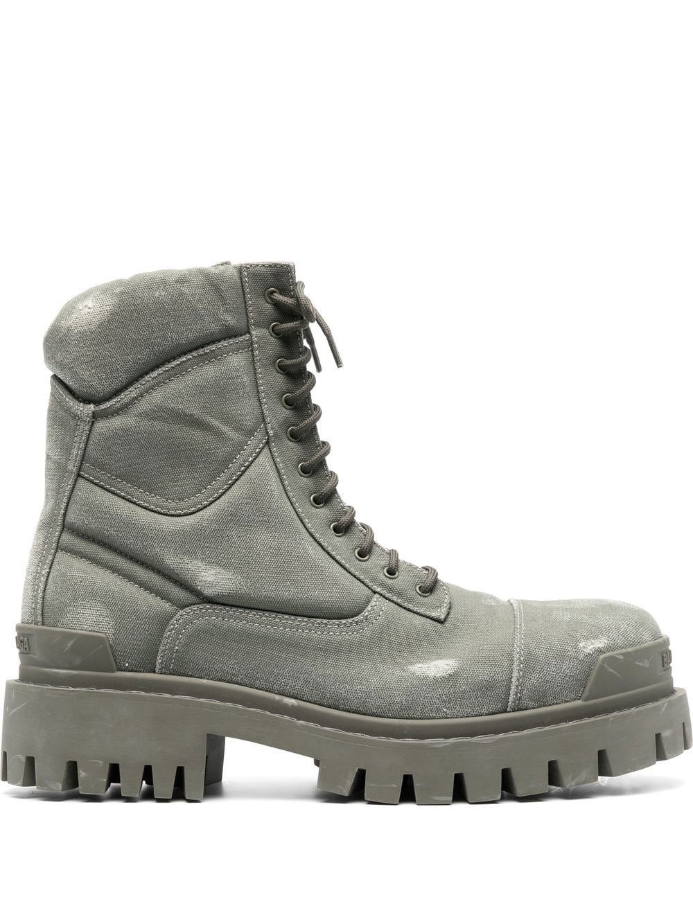 Balenciaga Balenciaga Green Strike Distressed Lace-Up Boots | Grailed