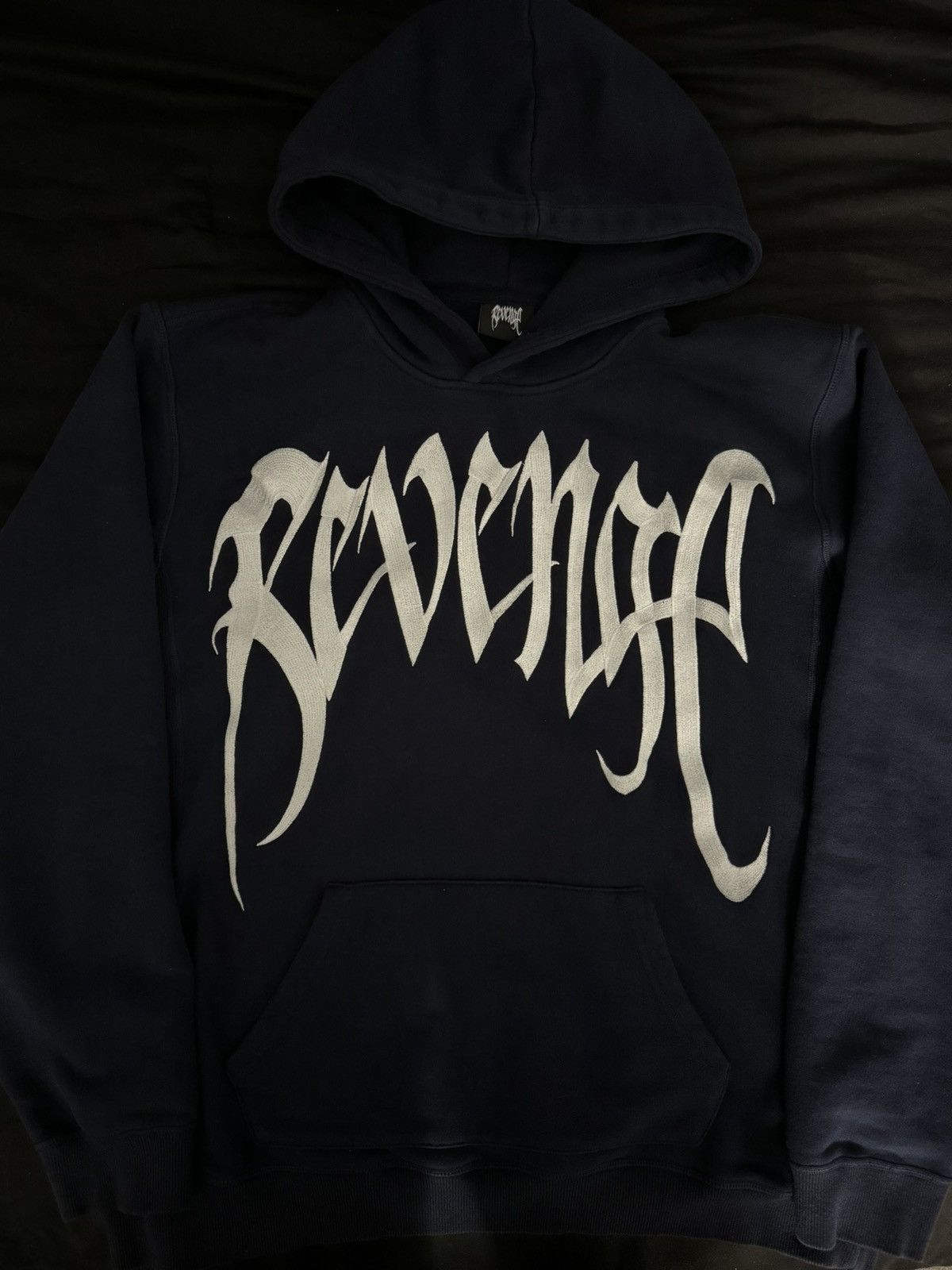 Revenge Revenge Embroidered Logo Navy Hoodie | Grailed