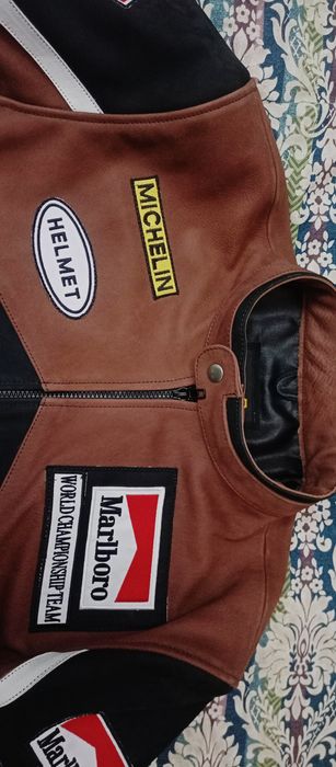 Marlboro Brown suede Marlboro classic leather biker jacket | Grailed