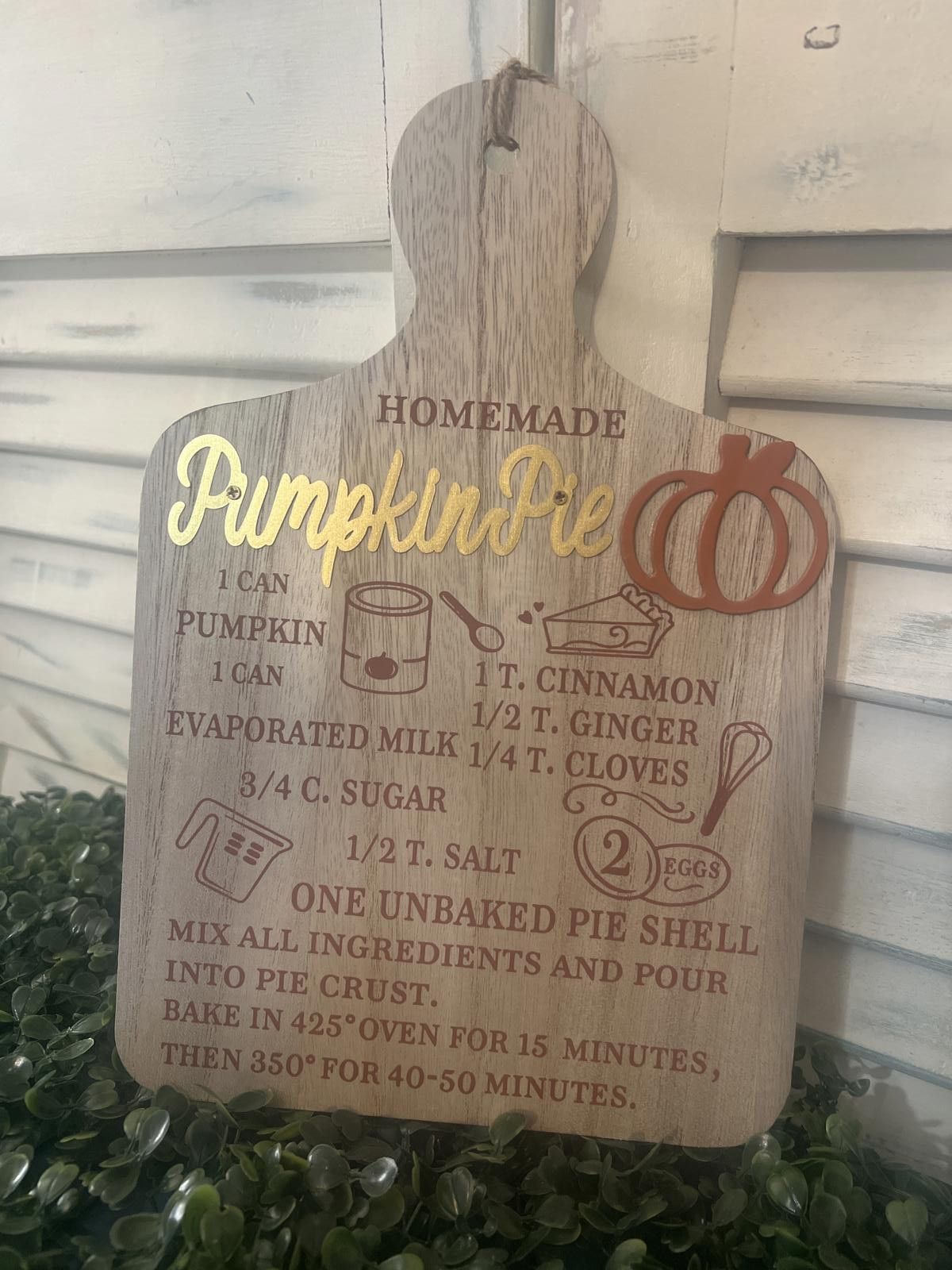 Generic Wooden Pumpkin Recipe Cutting Board sign Hanging Rope | Grailed