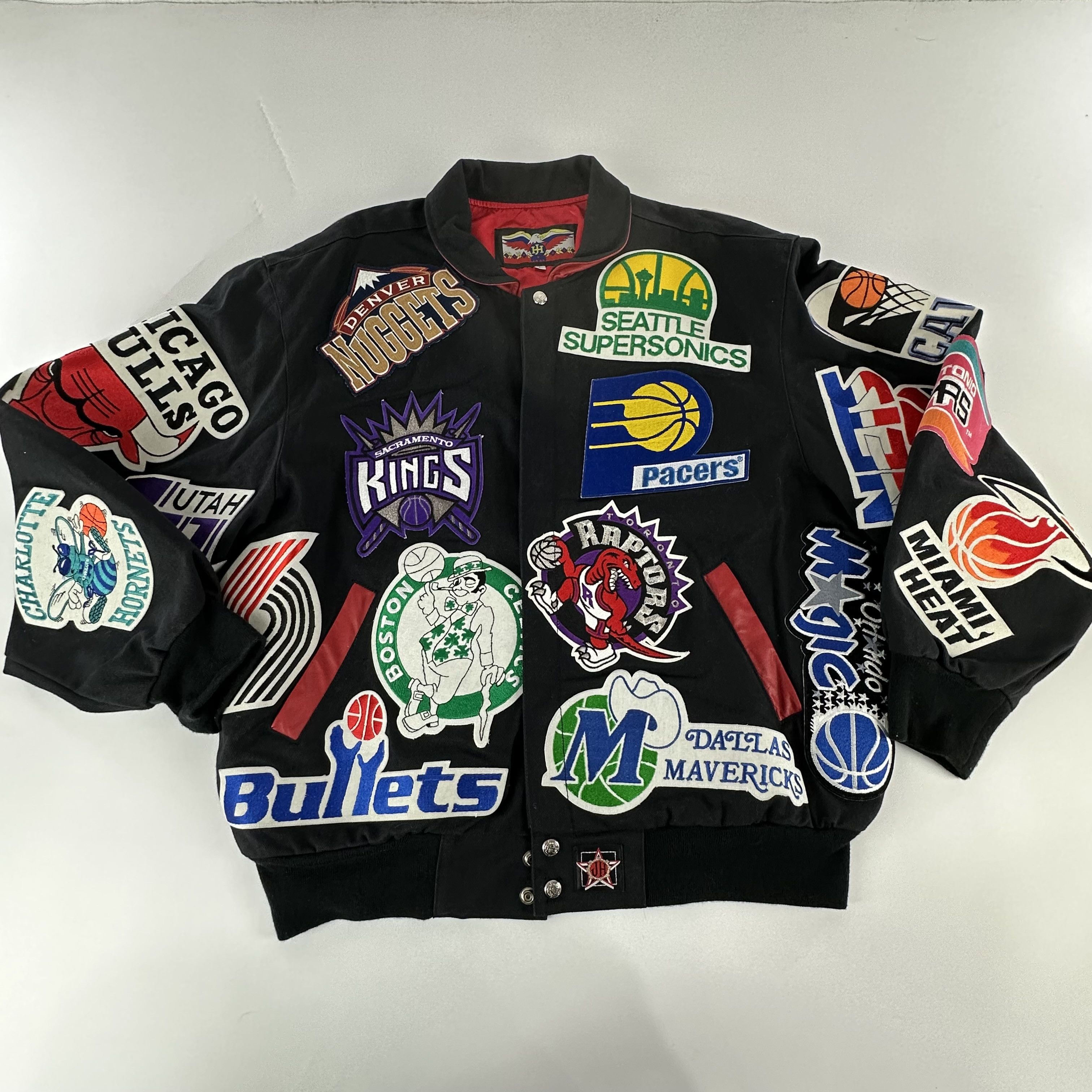 Jeff Hamilton Jeff Hamilton 90s NBA Team Logo All Over Patches Jacket ...