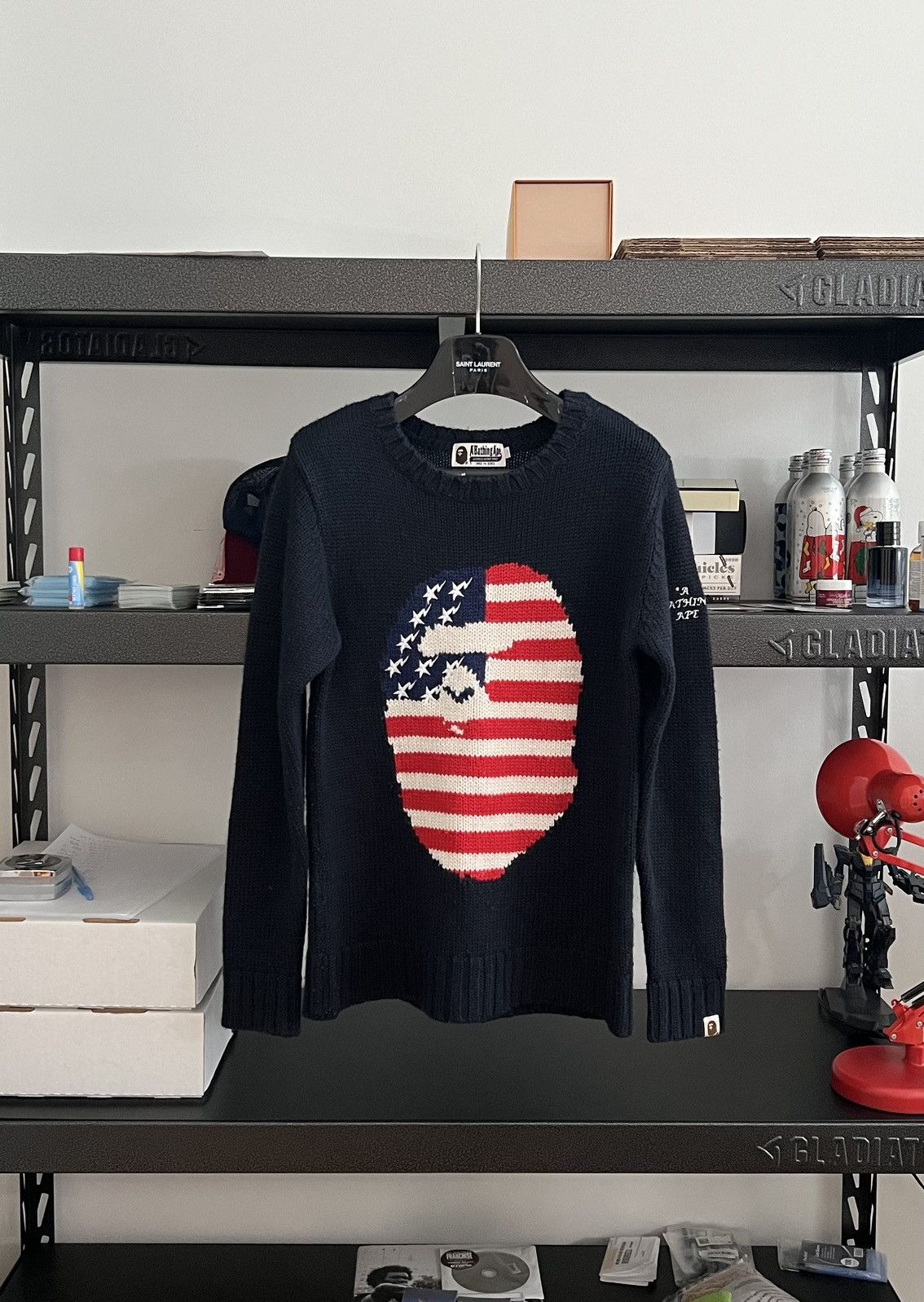 Bape American Flag Big Ape Head Knit Sweater | Grailed