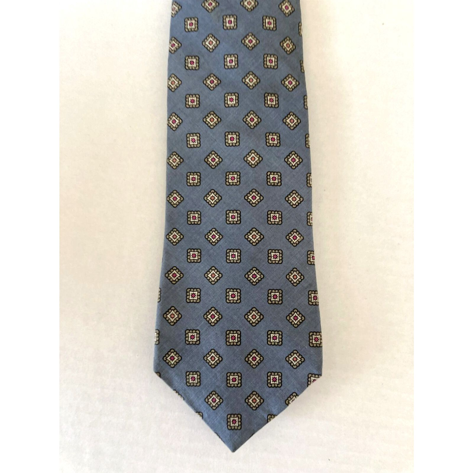 Vintage Authentic Silk Necktie for Men in Classic Blue Featuring Red ...